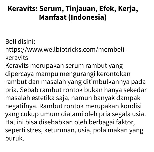 Keravits: Serum, Tinjauan, Efek, Kerja, Manfaat (Indonesia) | Genially