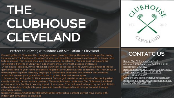 Perfect Your Swing with Indoor Golf Simulation in Cleveland | Genially