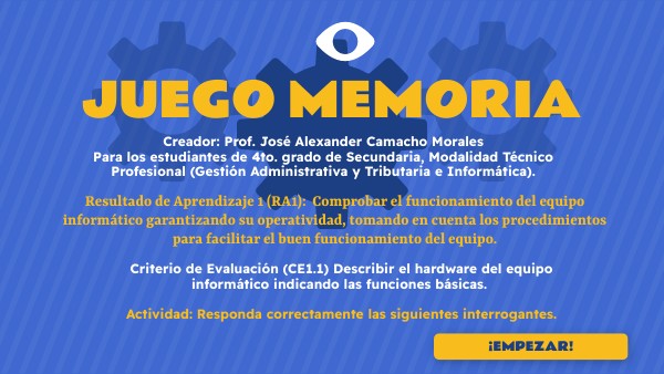 JUEGO MEMORIA | Genially