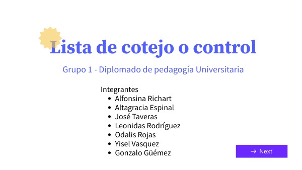 Grupo 1 - Lista de Cotejo | Genially