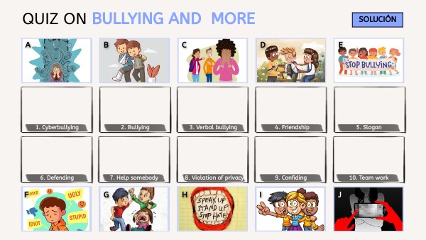 QUIZ ON BULLYING AND MORE | Genially