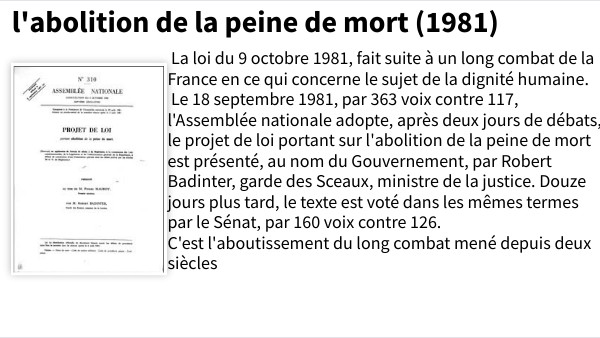 Présentation abolition de la peine de mort