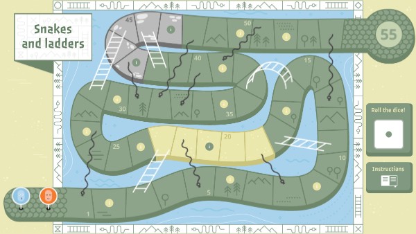 Snakes and Ladders- fractions | Genially