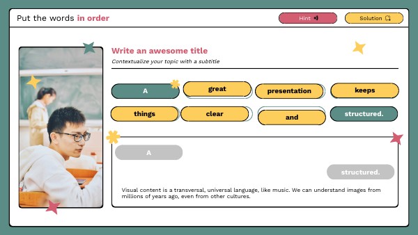 Put the words in order | Genially