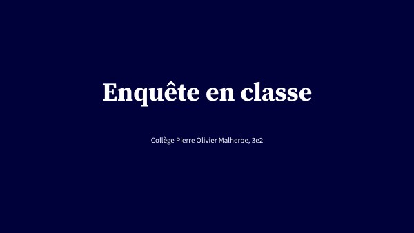 Enquête en classe, 3e2 du collège POM | Genially