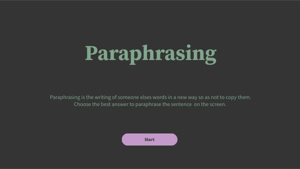 Basic Interactive Quiz: Paraphrasing | Genially