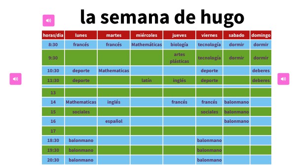 mi horario Hugo | Genially