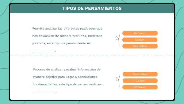 TIPOS DE PENSAMIENTO | Genially