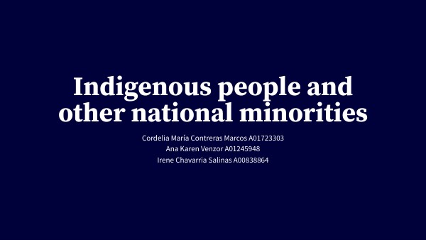 Indigenous people and other national minorities