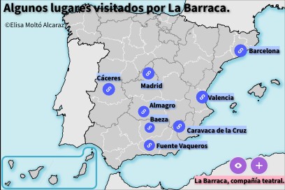 Mapa de algunos lugares visitados por La Barraca
