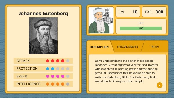 Pokemon CHARACTER SHEET - Johannes Gutenberg