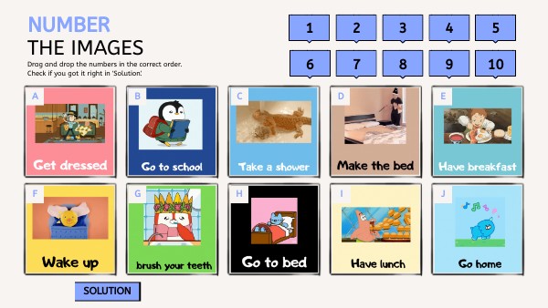 NUMBER THE IMAGES (Daily routine)